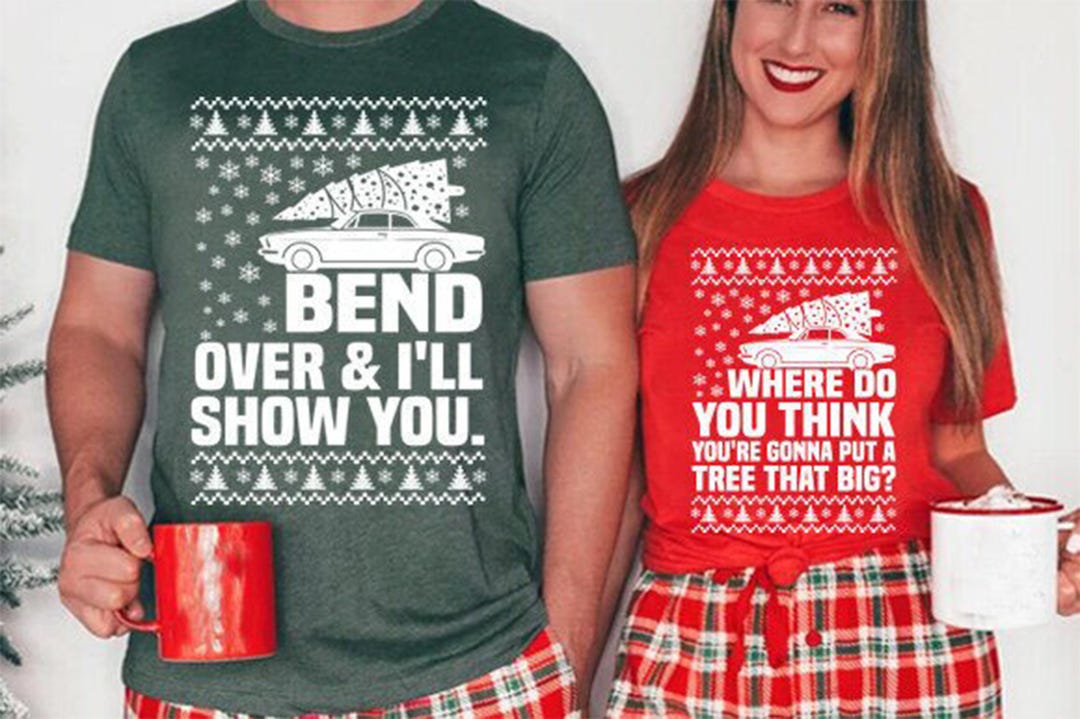 Comfort Colors Bend Over and I'll Show You Christmas Couple Matching ...