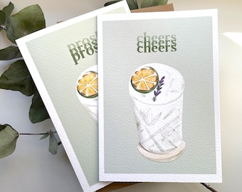 Water Color Cocktail Greeting Card Hand Painted - Etsy