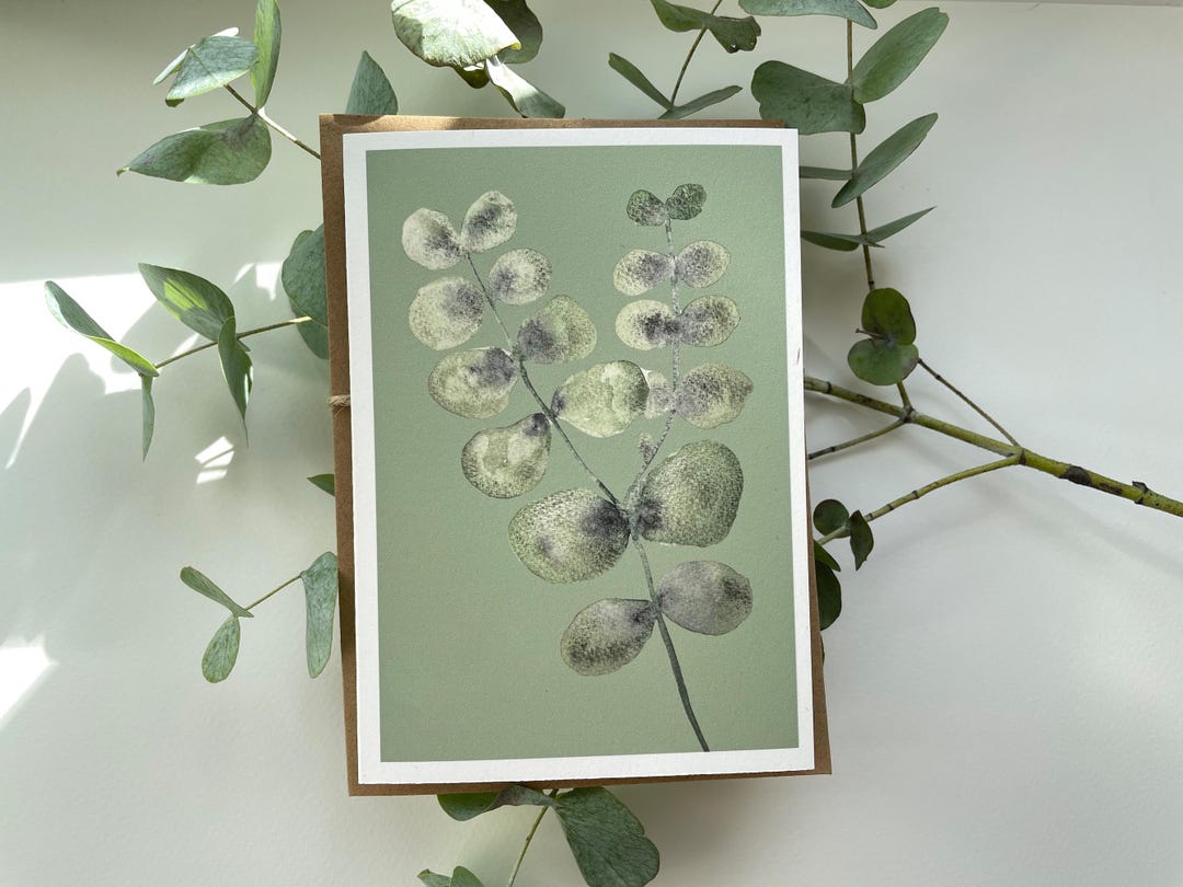 Sympathy Card Minimalist Eucalyptus Watercolor Green Botanical Card ...