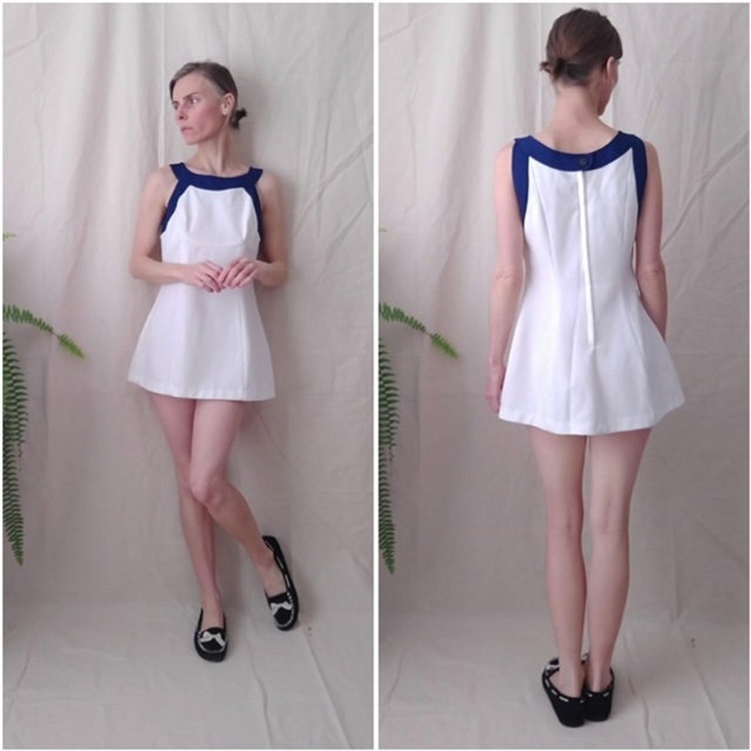Vintage 70s Mini Dress Tennis Dress Riha of Santa Barbara White and ...