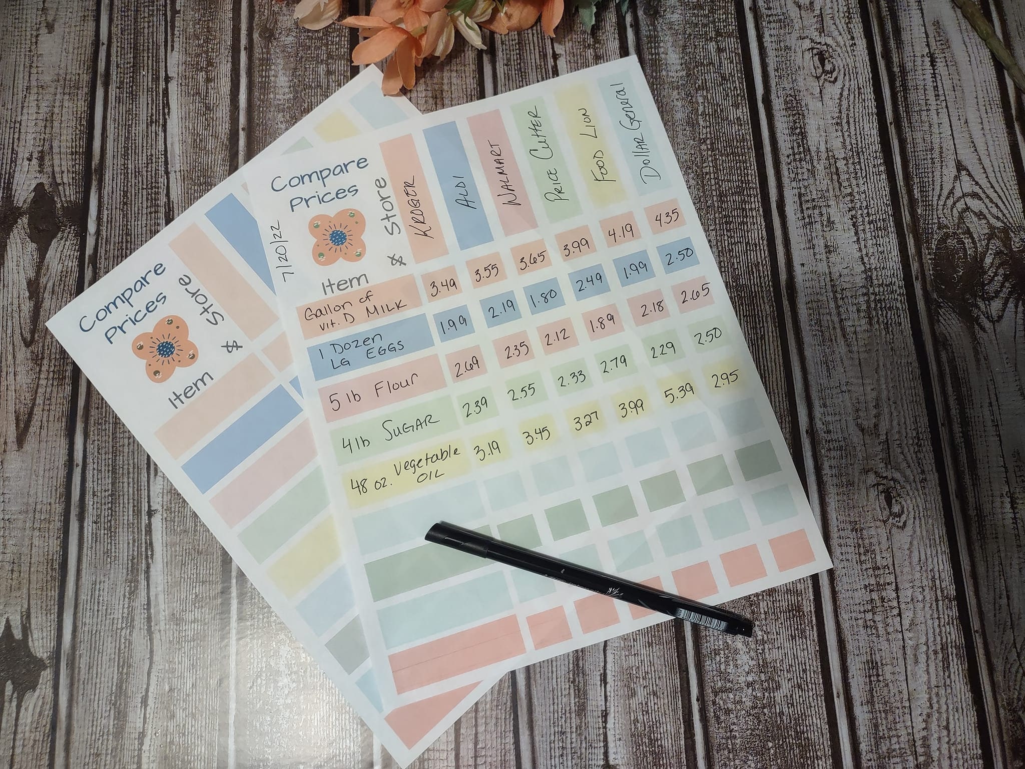 Printable Write-in Price Comparison Chart, Planner - Etsy