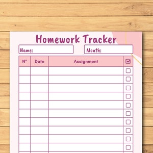 Homework Reminder Record Sheet, Digital Printable - Etsy