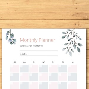 Floral Monthly Planner, Digital Printable - Etsy