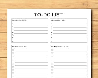 Printable Daily to Do List Digital List Simple Task List - Etsy