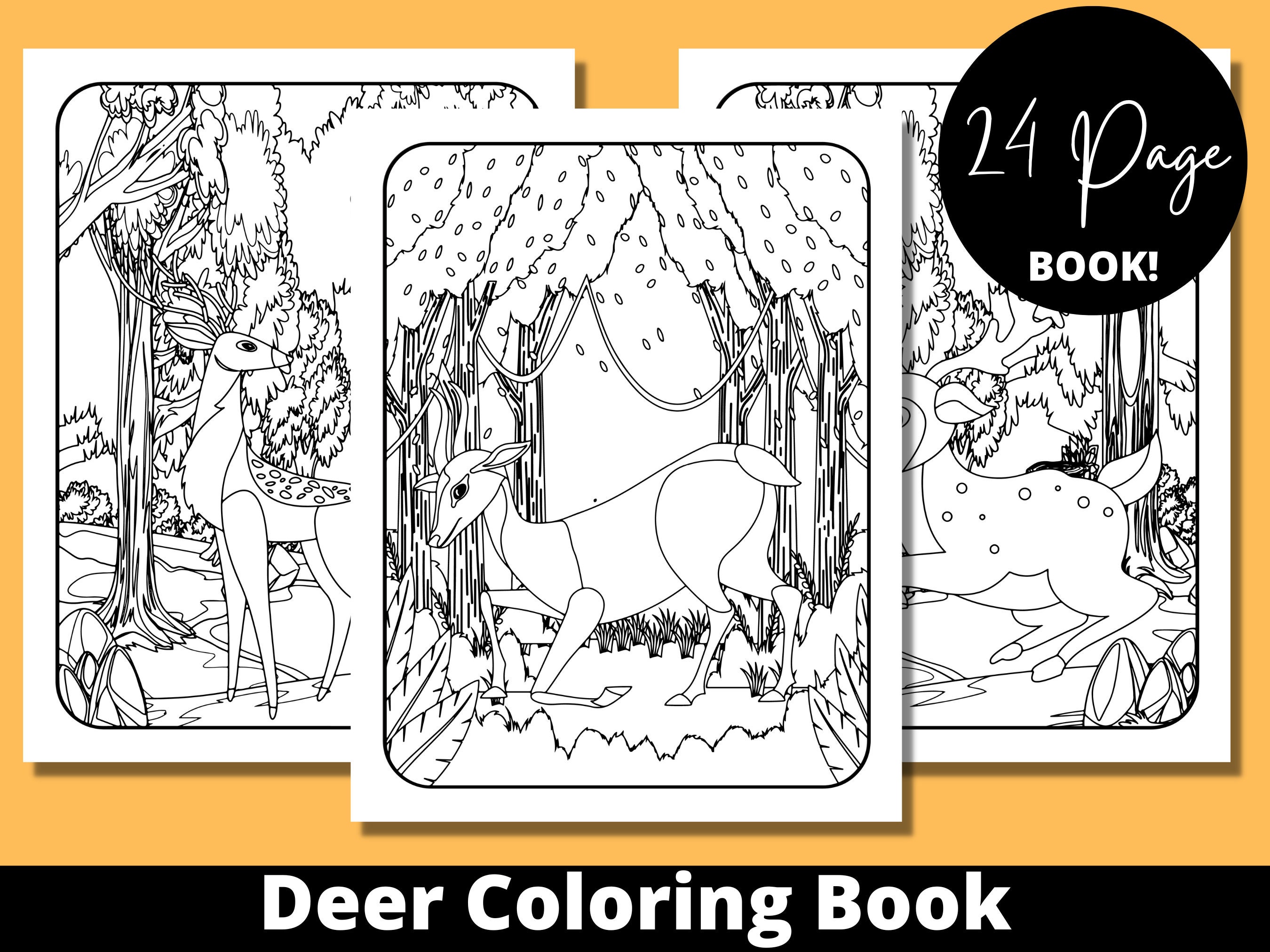 Deer Coloring Book Adult Coloring Book Deer Gifts Custom - Etsy