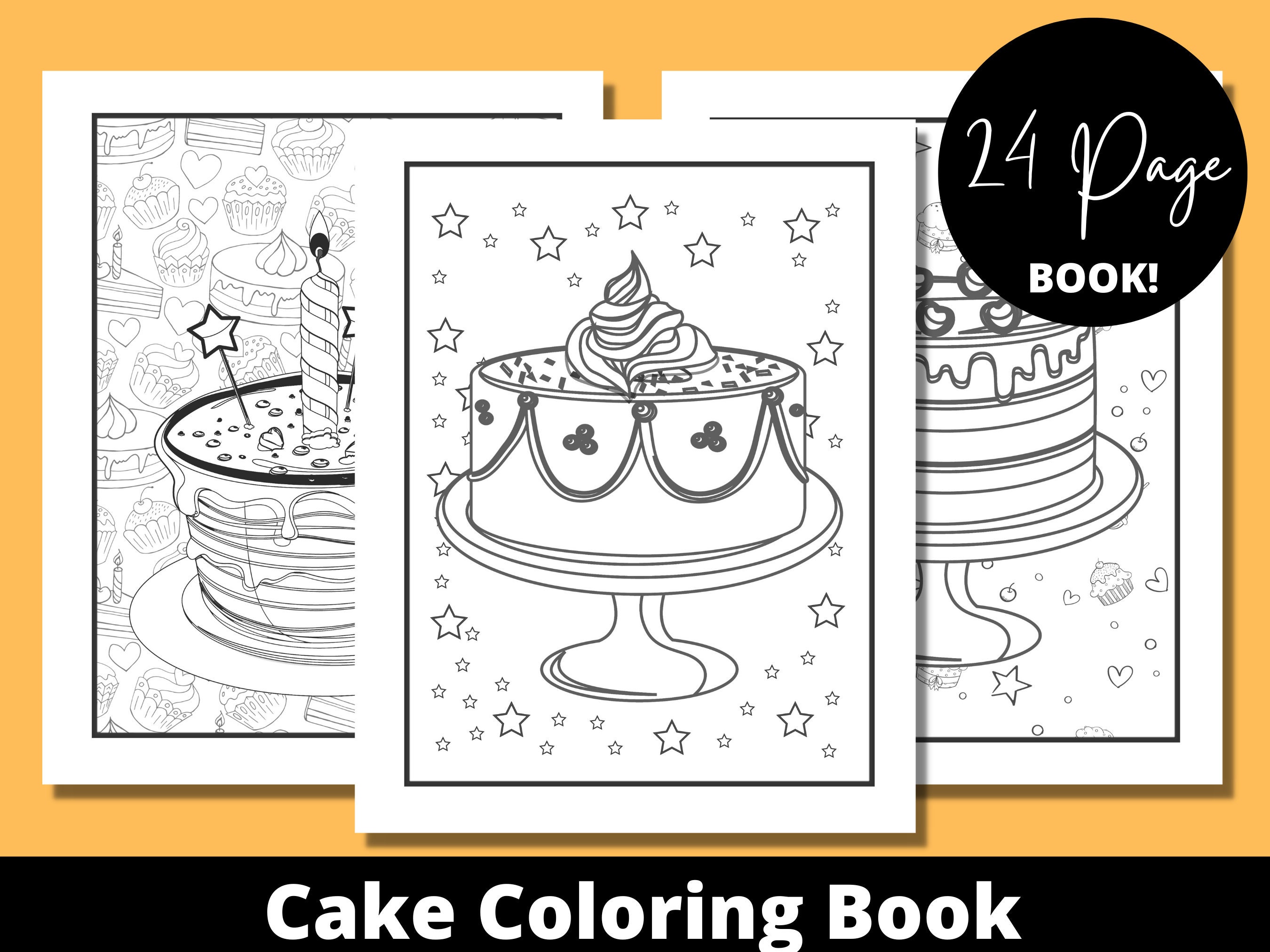 Cake Coloring Book, Adult Coloring Book, Cake Gifts, Custom Coloring ...