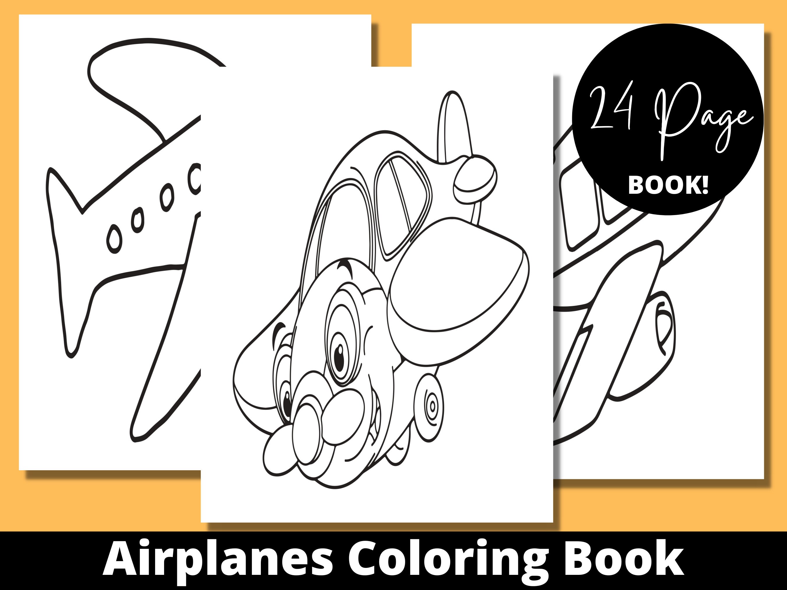 Airplanes Coloring Book, Adult Coloring Book, Airplanes Gifts, Custom ...