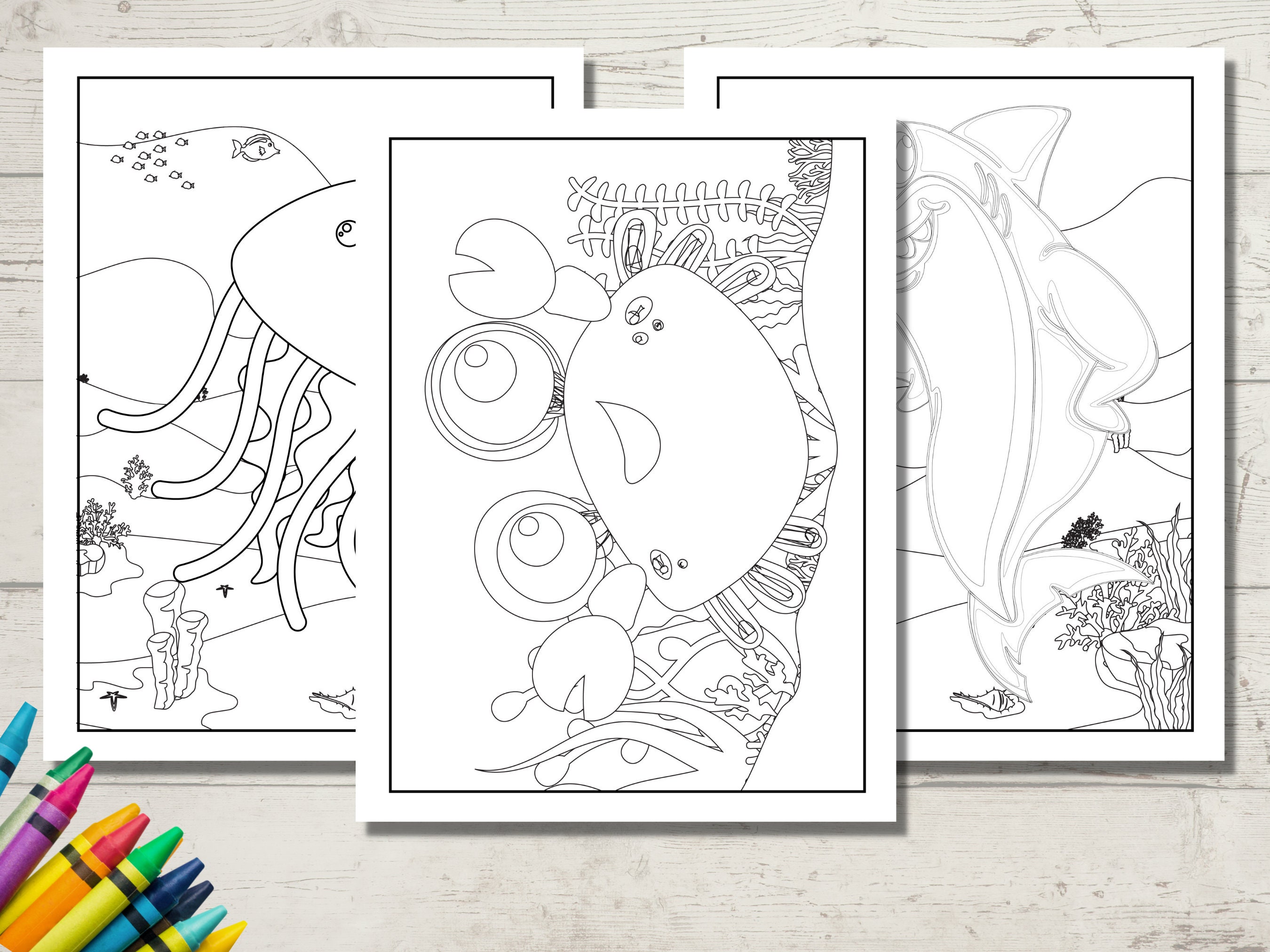 Sea Animal Coloring Book Adult Coloring Book Sea Animal - Etsy