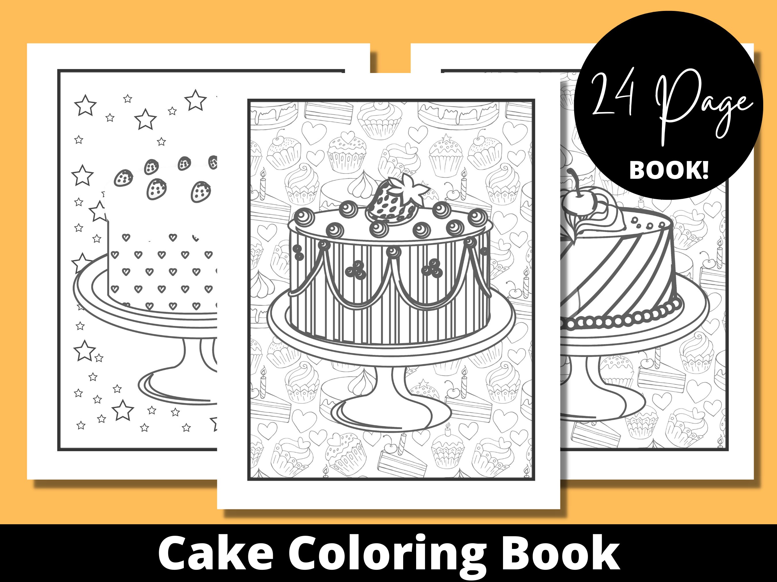 Cake Coloring Book, Adult Coloring Book, Cake Gifts, Custom Coloring ...