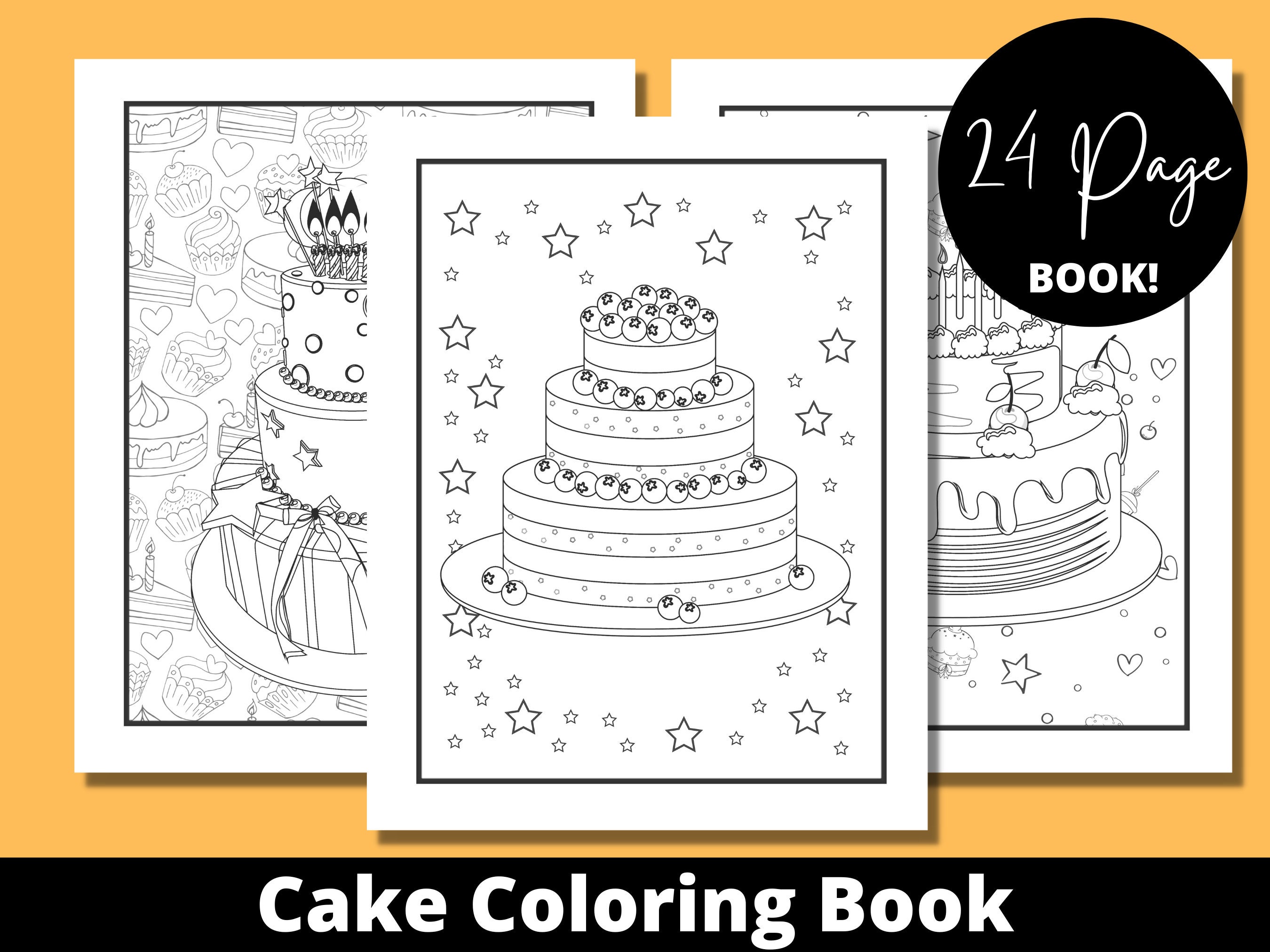 Cake Coloring Book, Adult Coloring Book, Cake Gifts, Custom Coloring ...