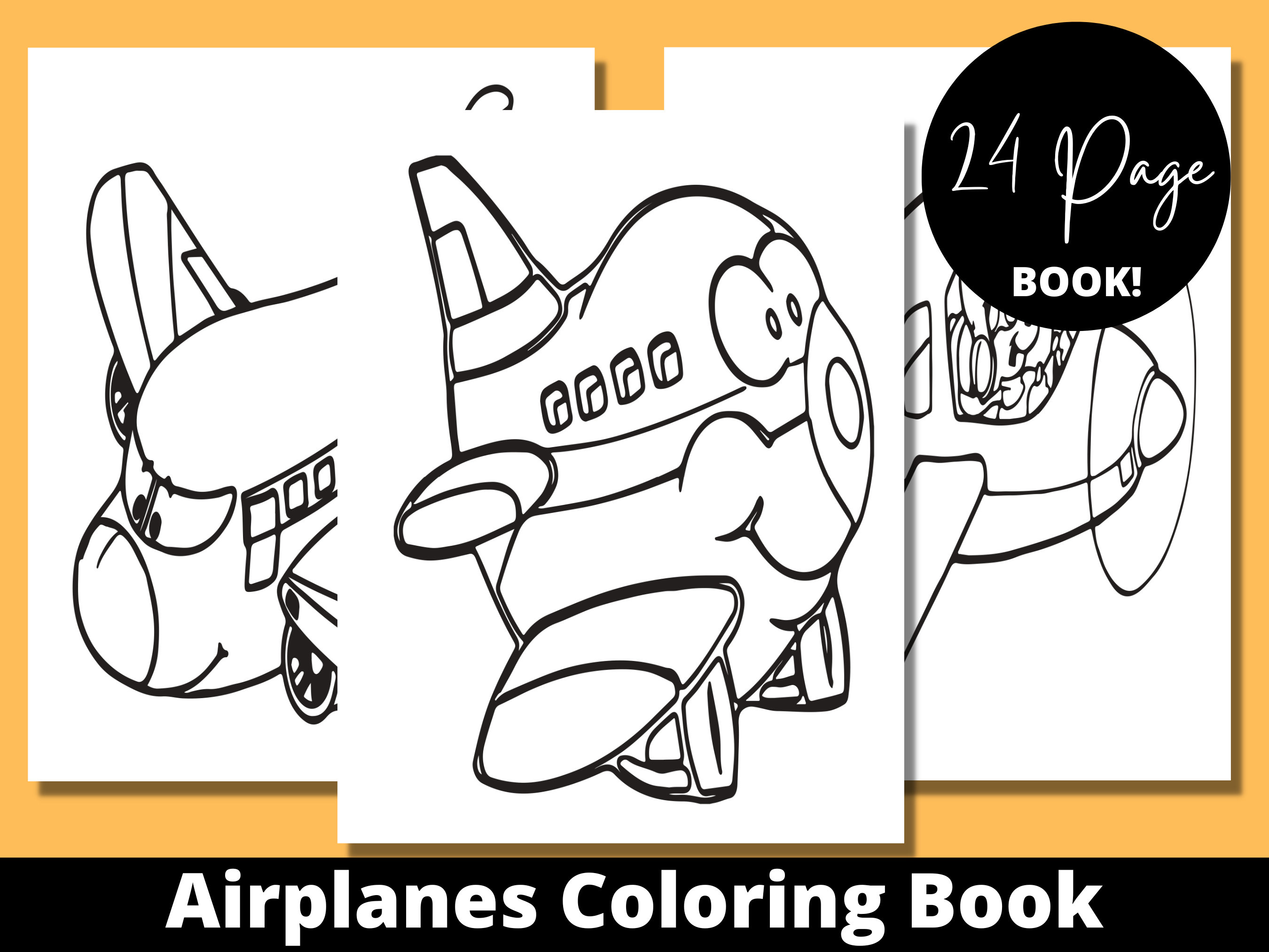Airplanes Coloring Book, Adult Coloring Book, Airplanes Gifts, Custom ...