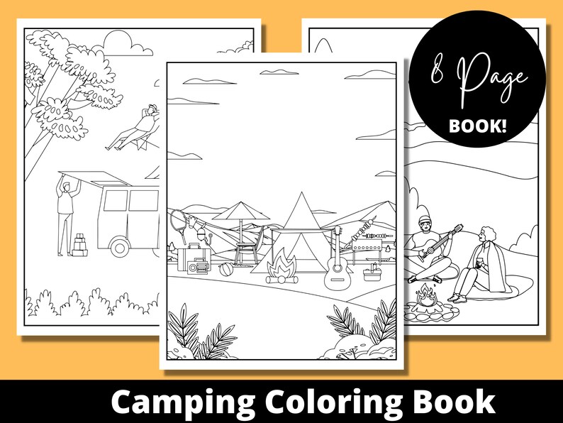 Camping Coloring Book, Adult Coloring Book, Camping Gifts, Custom ...