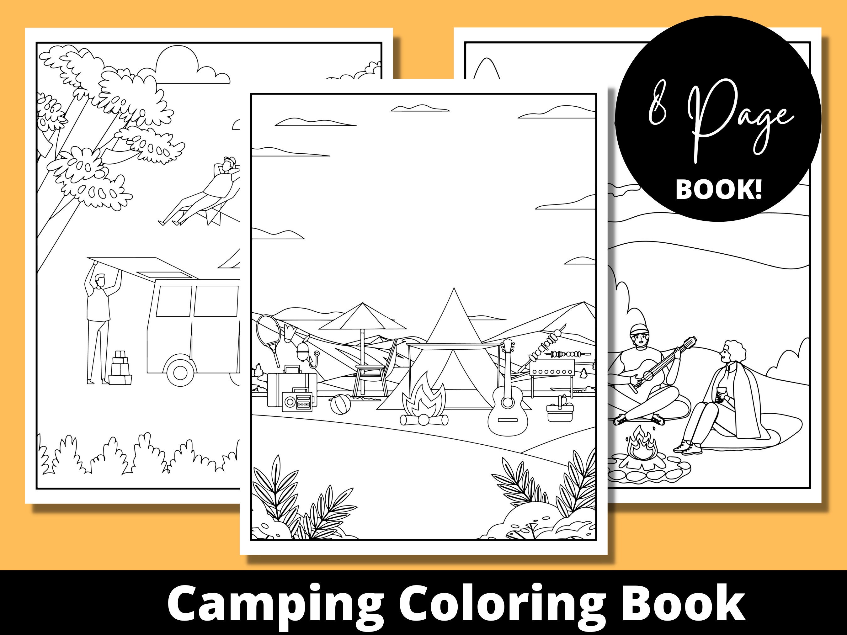 Camping Coloring Book, Adult Coloring Book, Camping Gifts, Custom ...