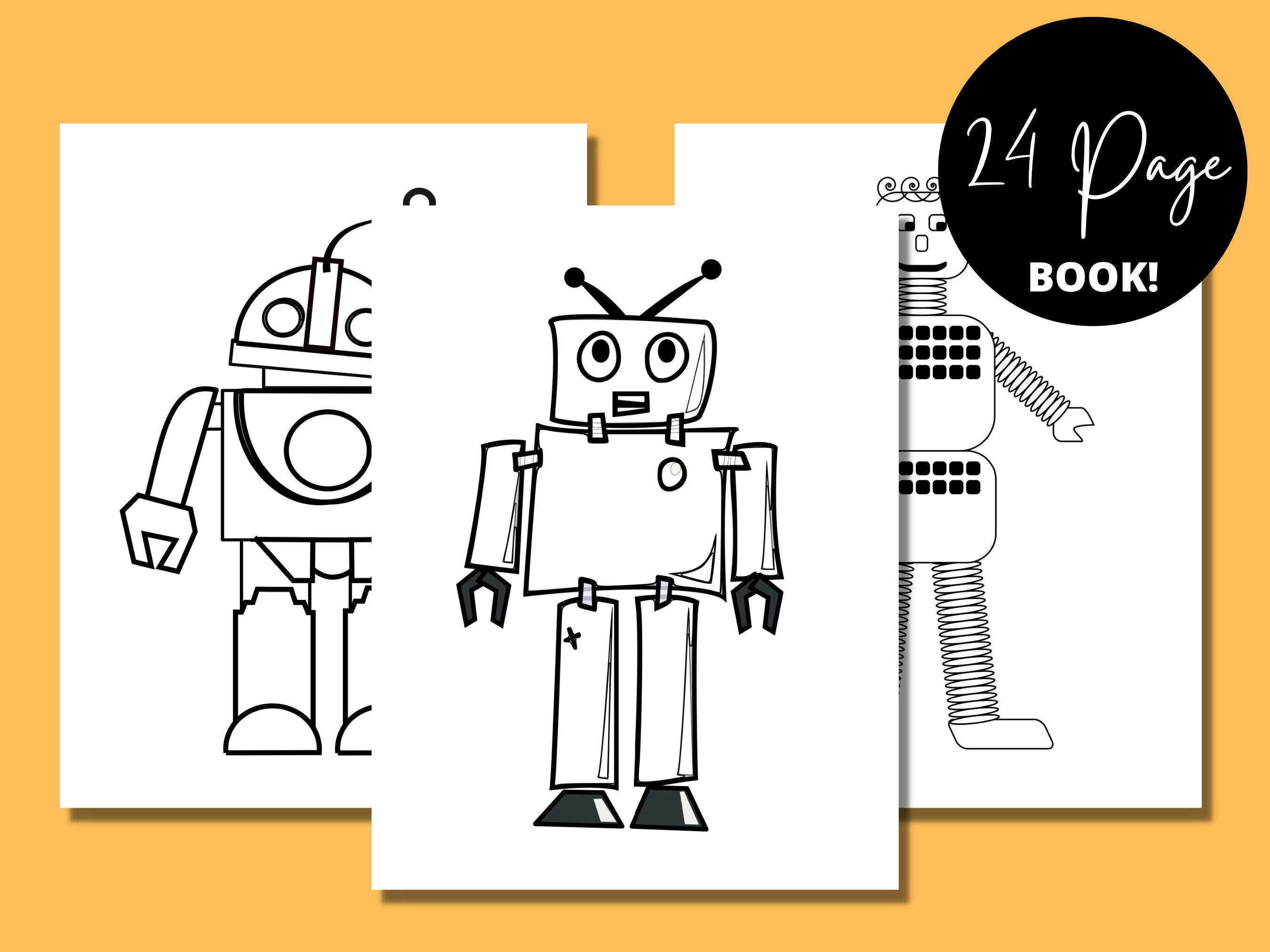 Robots Coloring Book, Adult Coloring Book, Robots Gifts, Custom ...