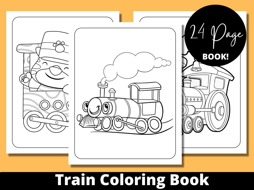 Train Coloring Book, Adult Coloring Book, Train Gifts, Custom Coloring ...