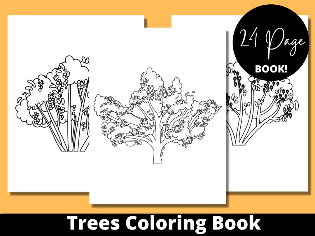 Trees Coloring Book, Adult Coloring Book, Trees Gifts, Custom Coloring ...