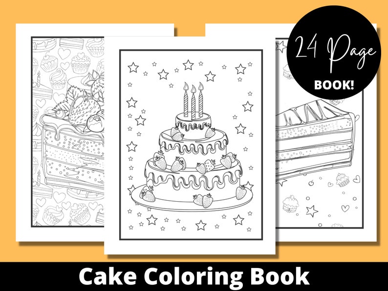 Cake Coloring Book, Adult Coloring Book, Cake Gifts, Custom Coloring ...