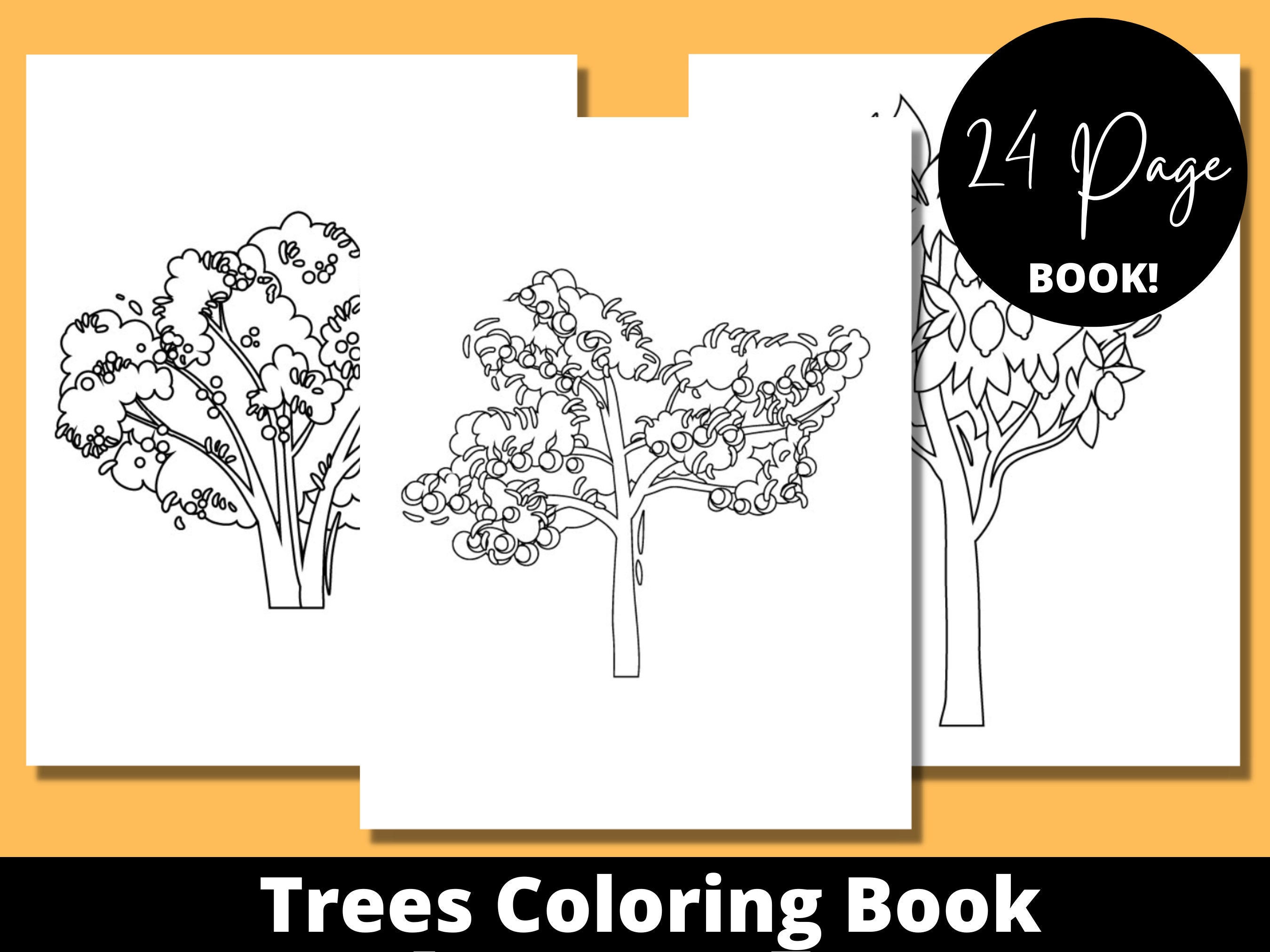 Trees Coloring Book, Adult Coloring Book, Trees Gifts, Custom Coloring ...