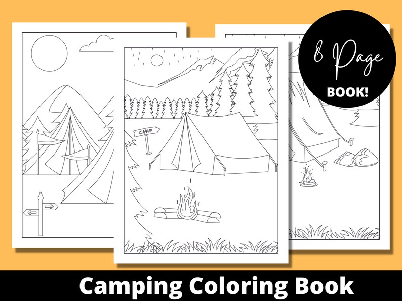 Camping Coloring Book, Adult Coloring Book, Camping Gifts, Custom ...