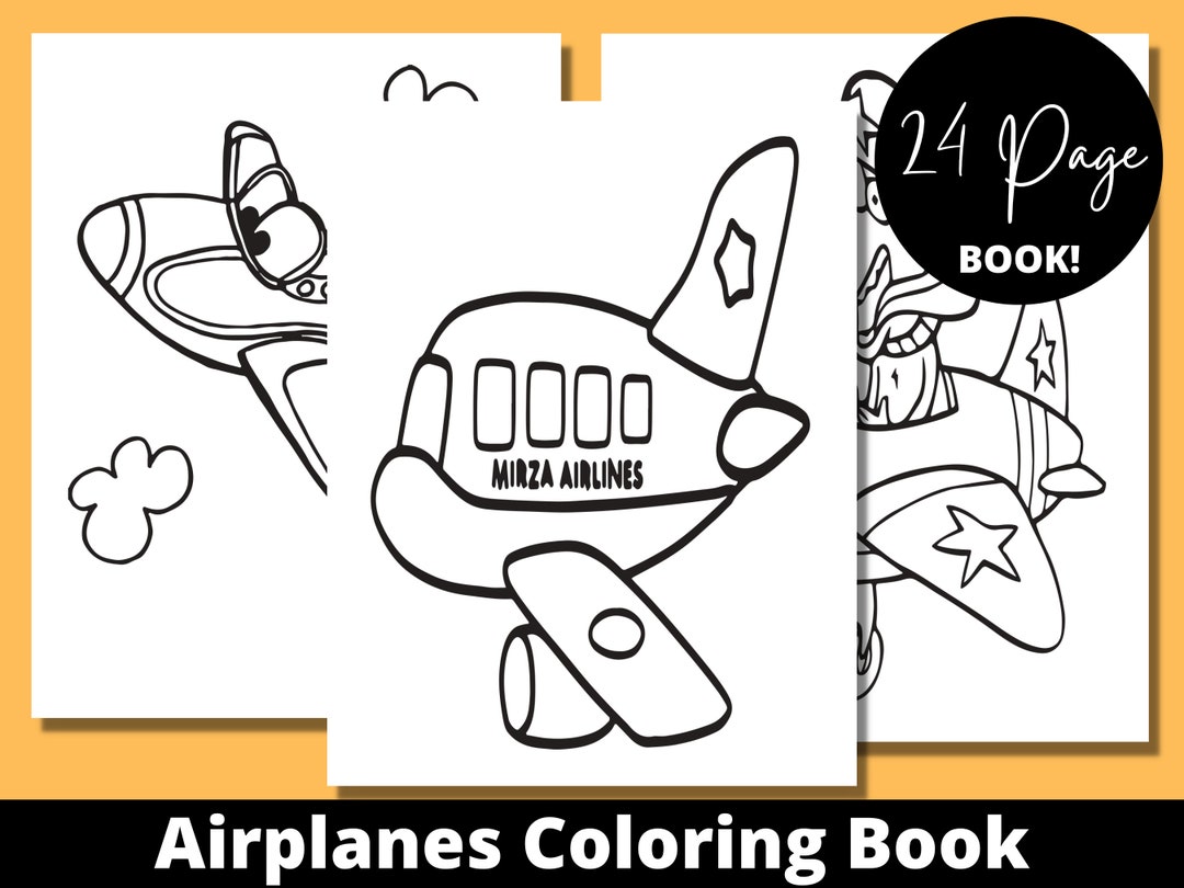 Airplanes Coloring Book, Adult Coloring Book, Airplanes Gifts, Custom ...