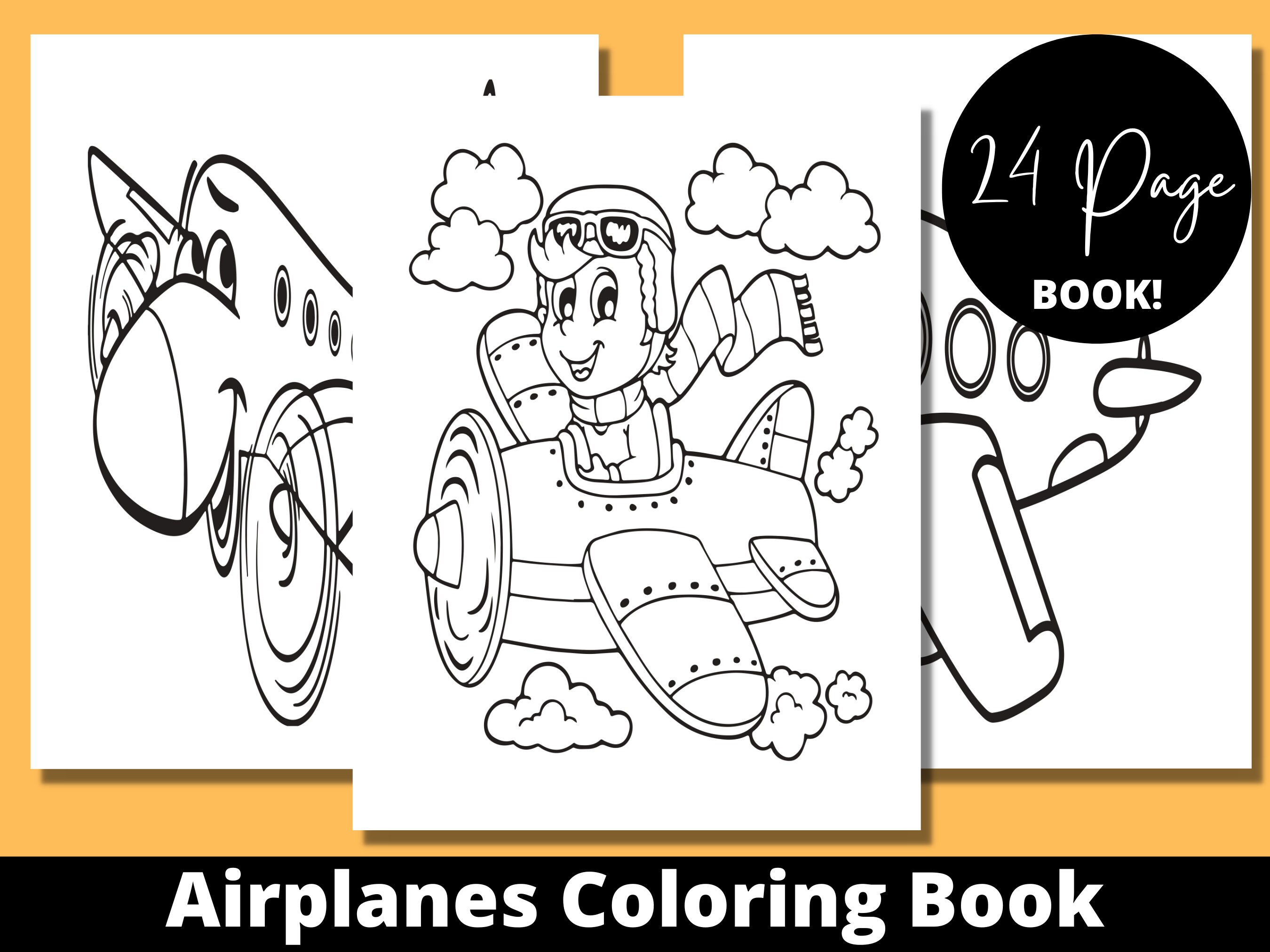 Airplanes Coloring Book, Adult Coloring Book, Airplanes Gifts, Custom ...