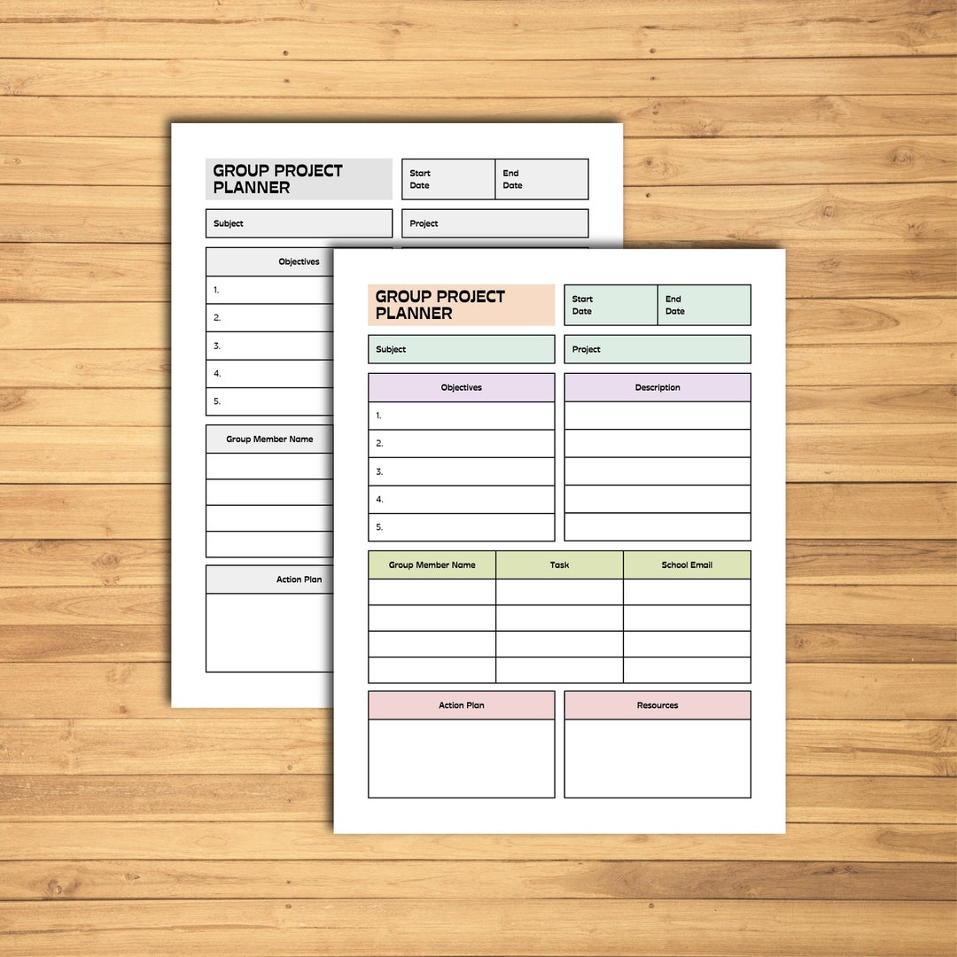 Group Project Planner, Digital Printable - Etsy