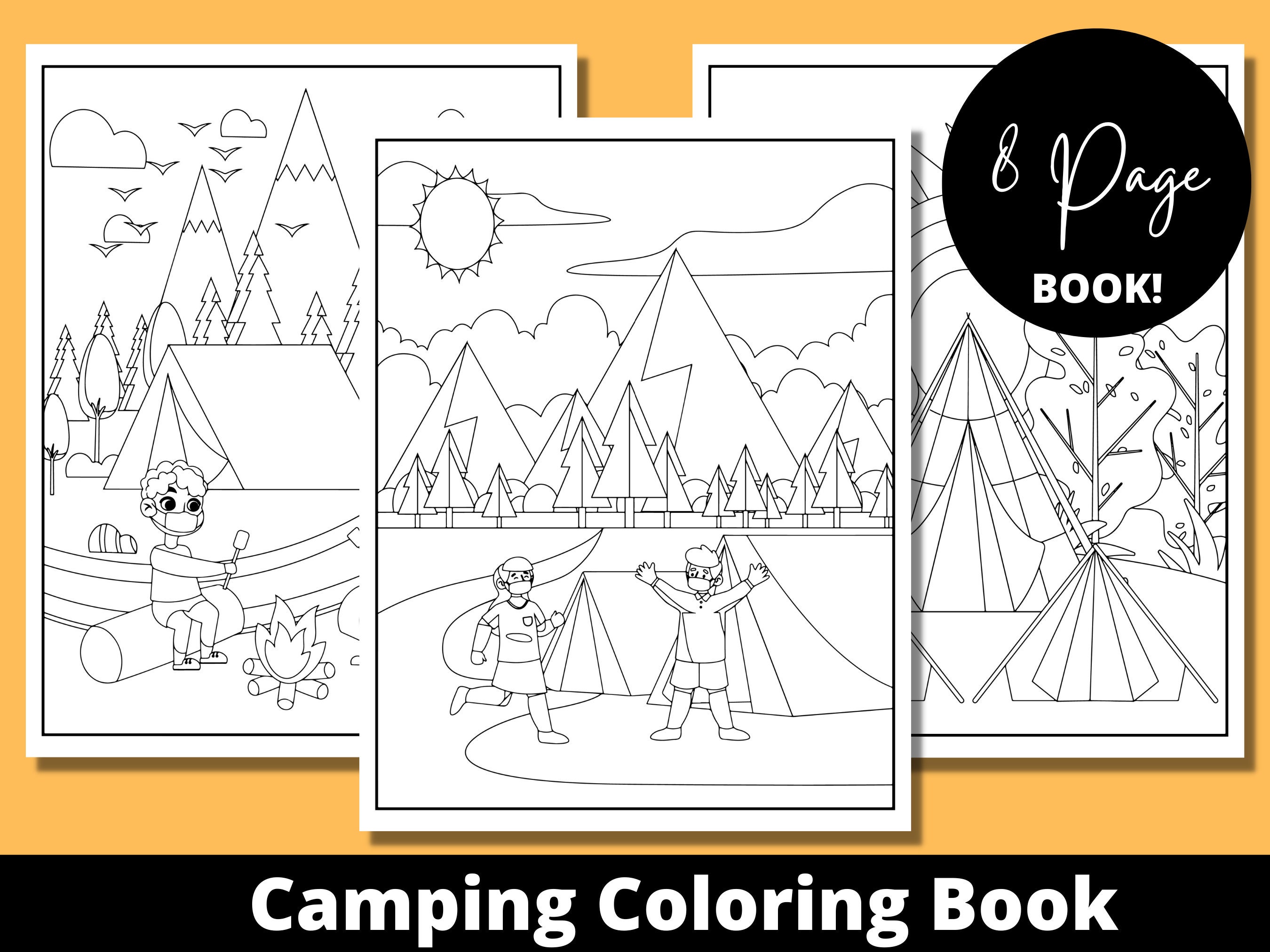 Camping Coloring Book, Adult Coloring Book, Camping Gifts, Custom ...