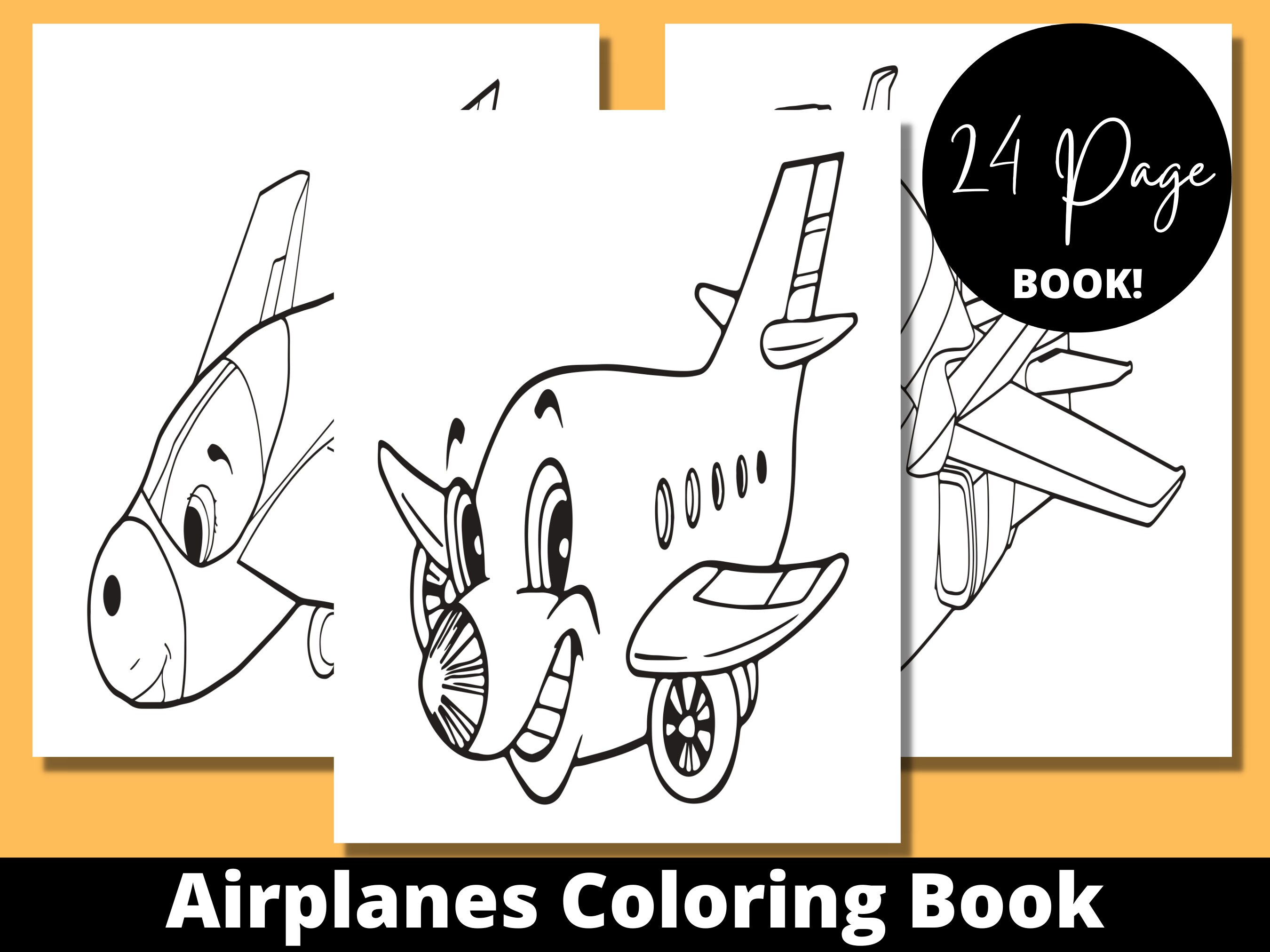 Airplanes Coloring Book, Adult Coloring Book, Airplanes Gifts, Custom ...