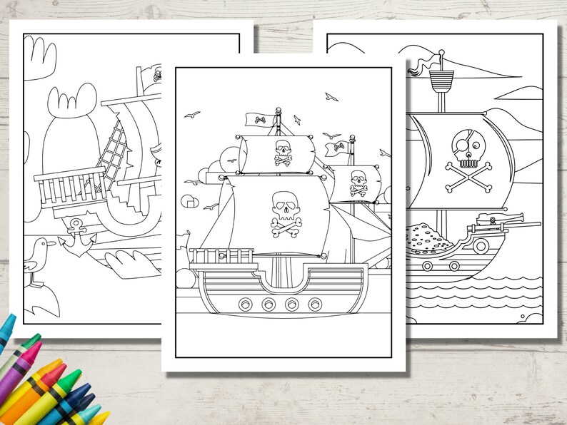Pirates Coloring Book, Adult Coloring Book, Pirates Gifts, Custom ...