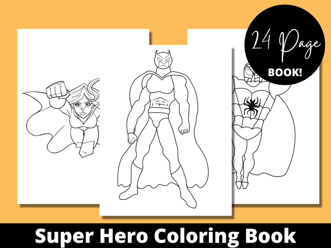 Super Hero Coloring Book, Adult Coloring Book, Super Hero Gifts, Custom ...