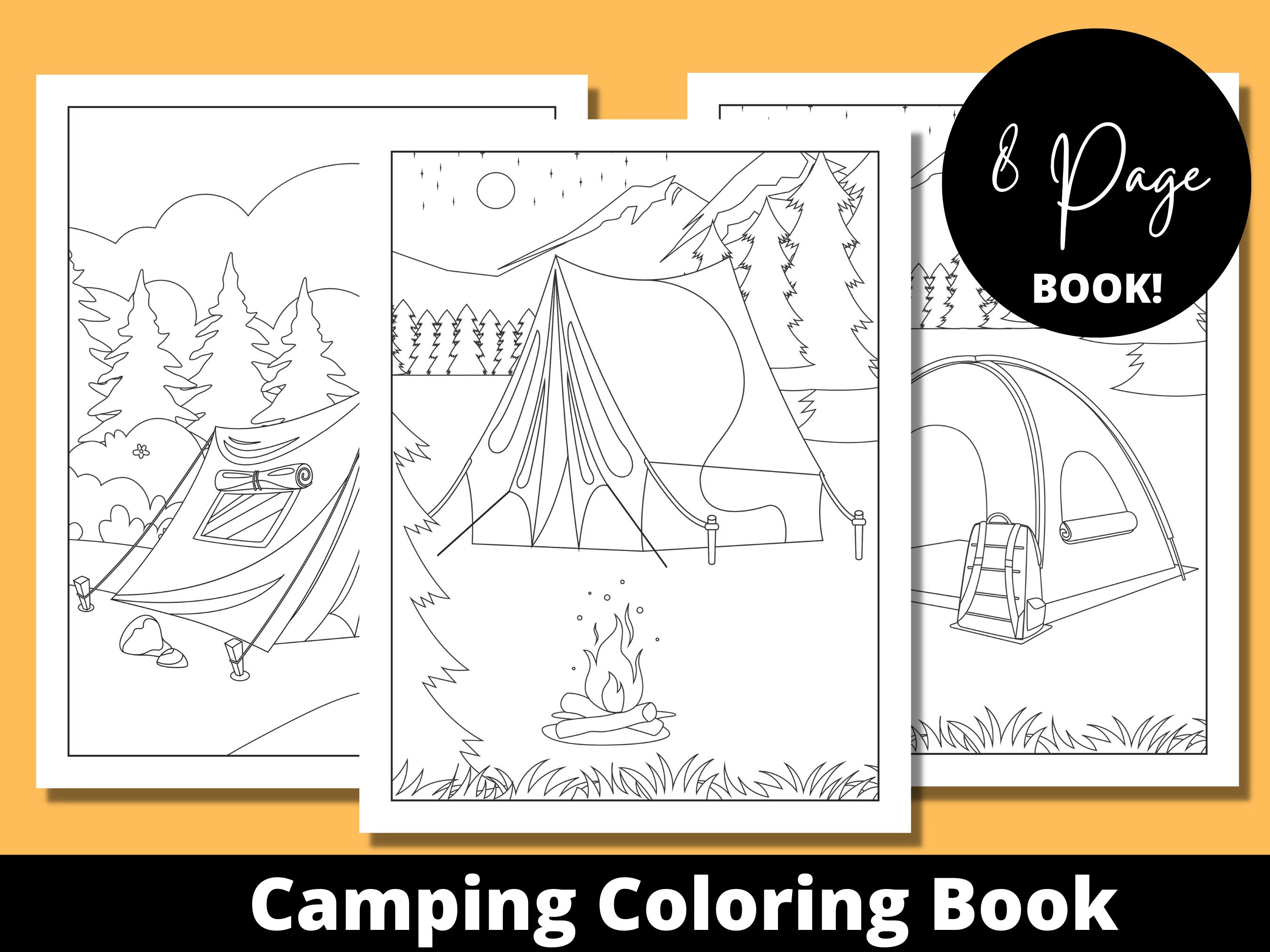 Camping Coloring Book, Adult Coloring Book, Camping Gifts, Custom ...