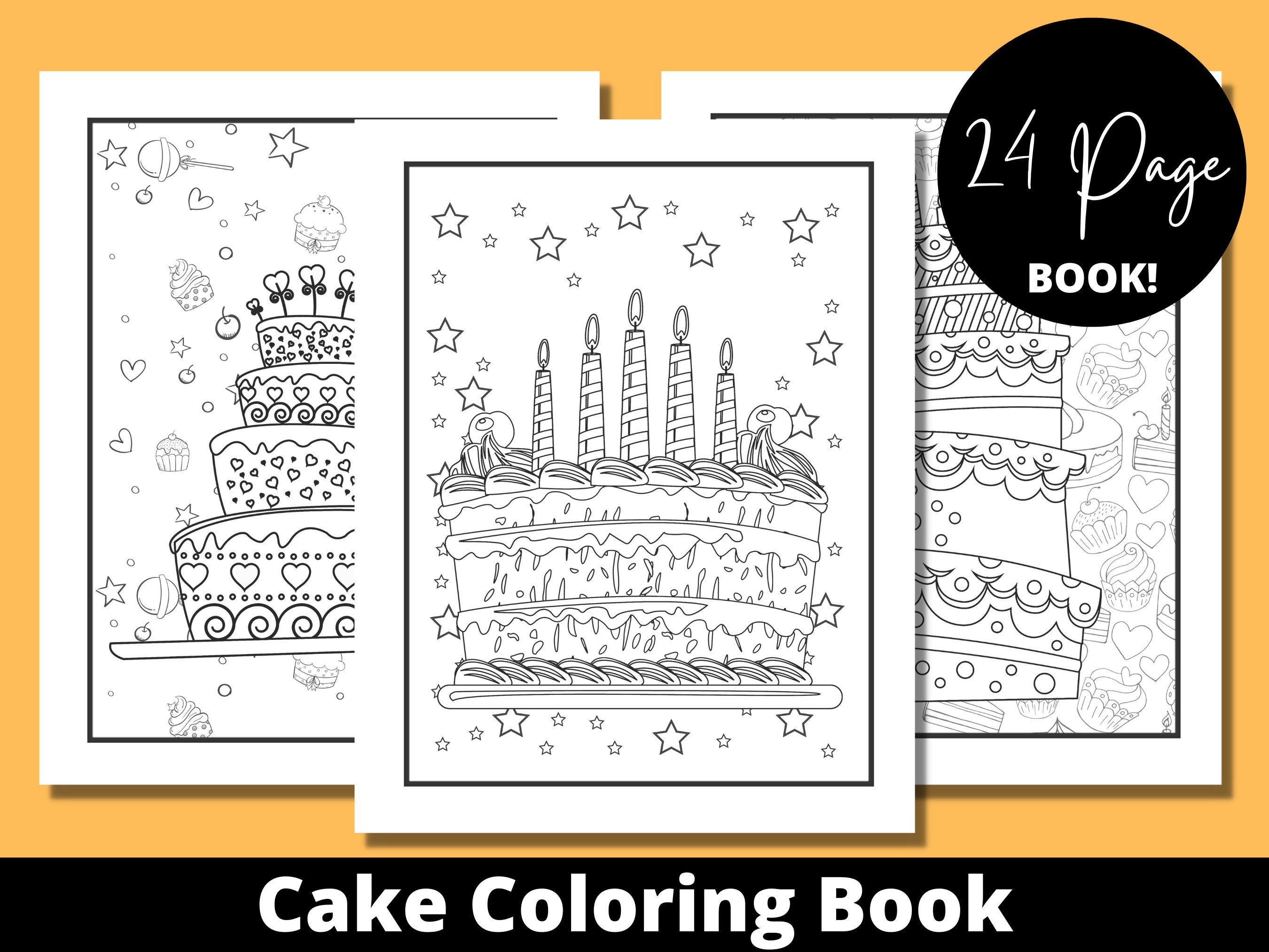Cake Coloring Book, Adult Coloring Book, Cake Gifts, Custom Coloring ...