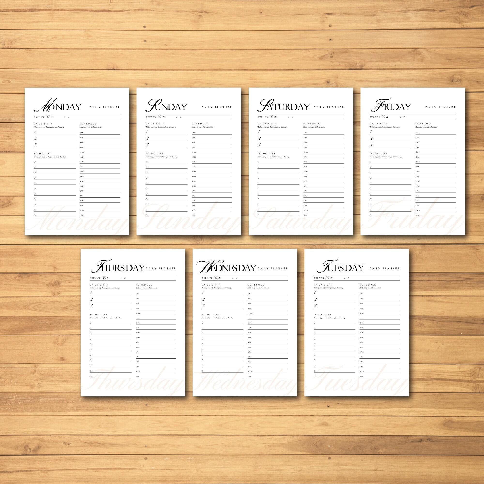 Daily Planner 7 Days, Digital Printable - Etsy