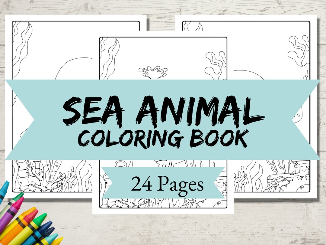 Sea Animal Coloring Book, Adult Coloring Book, Sea Animal Gifts, Custom ...