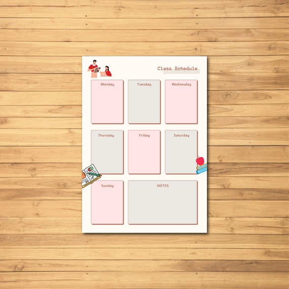 Class Schedule Planner Digital Printable - Etsy