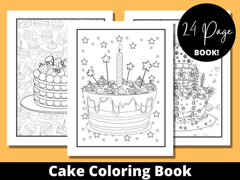 Cake Coloring Book, Adult Coloring Book, Cake Gifts, Custom Coloring ...