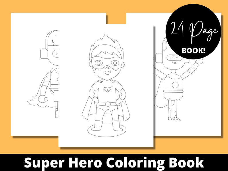 Super Hero Coloring Book, Adult Coloring Book, Super Hero Gifts, Custom ...