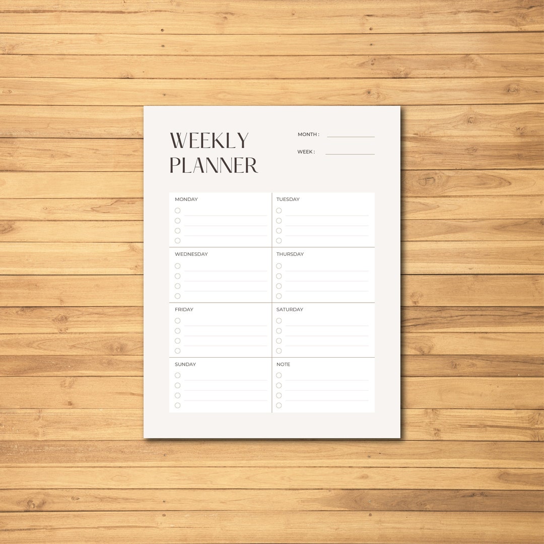 Weekly Planner, Digital Printable - Etsy