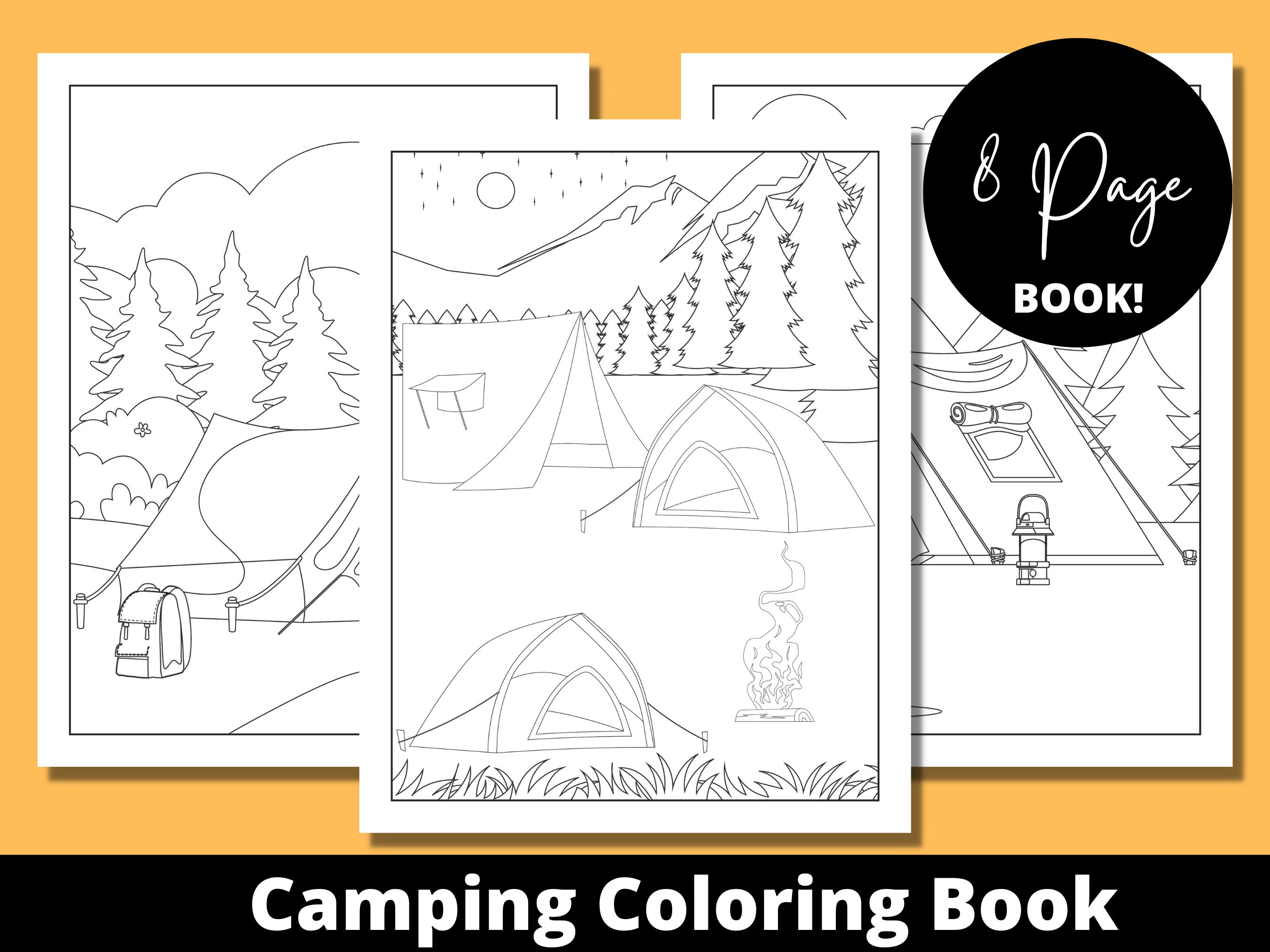 Camping Coloring Book, Adult Coloring Book, Camping Gifts, Custom ...