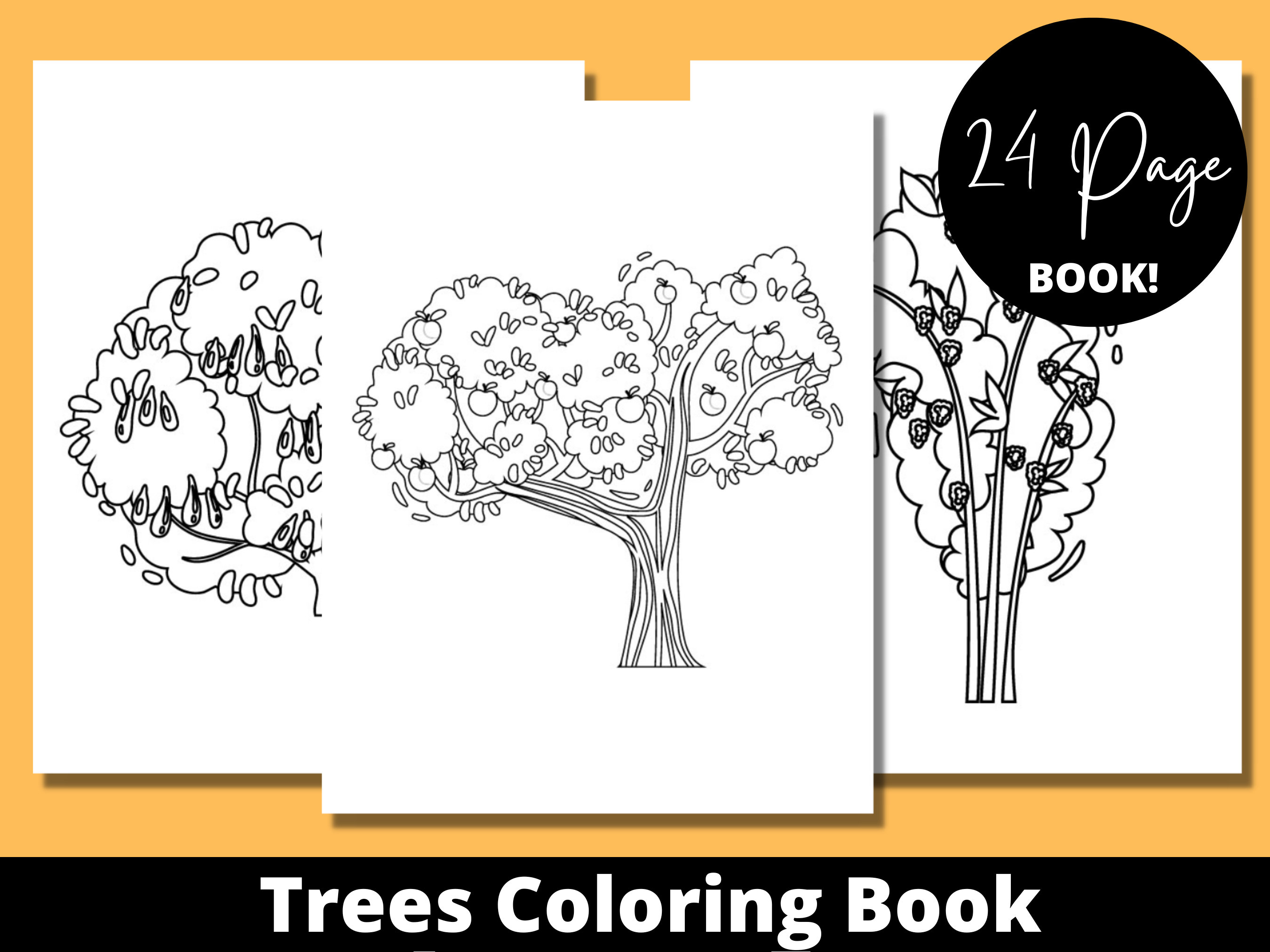 Trees Coloring Book, Adult Coloring Book, Trees Gifts, Custom Coloring ...