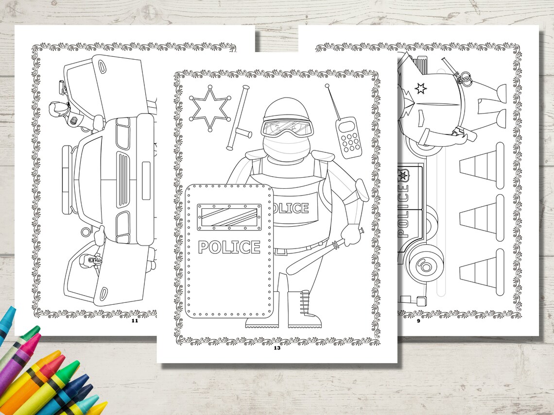 Police Coloring Book, Adult Coloring Book, Police Gifts, Custom ...