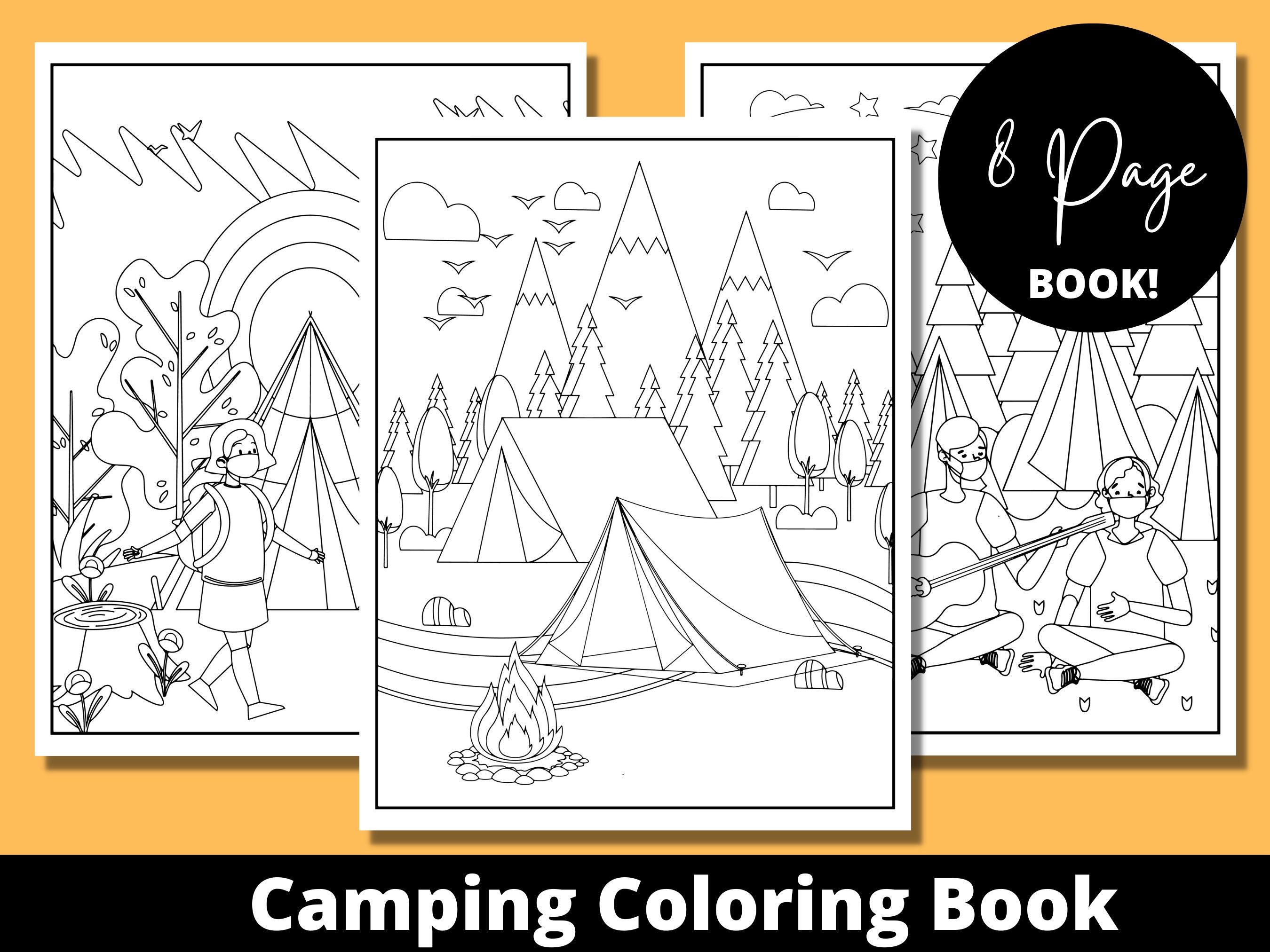 Camping Coloring Book, Adult Coloring Book, Camping Gifts, Custom ...