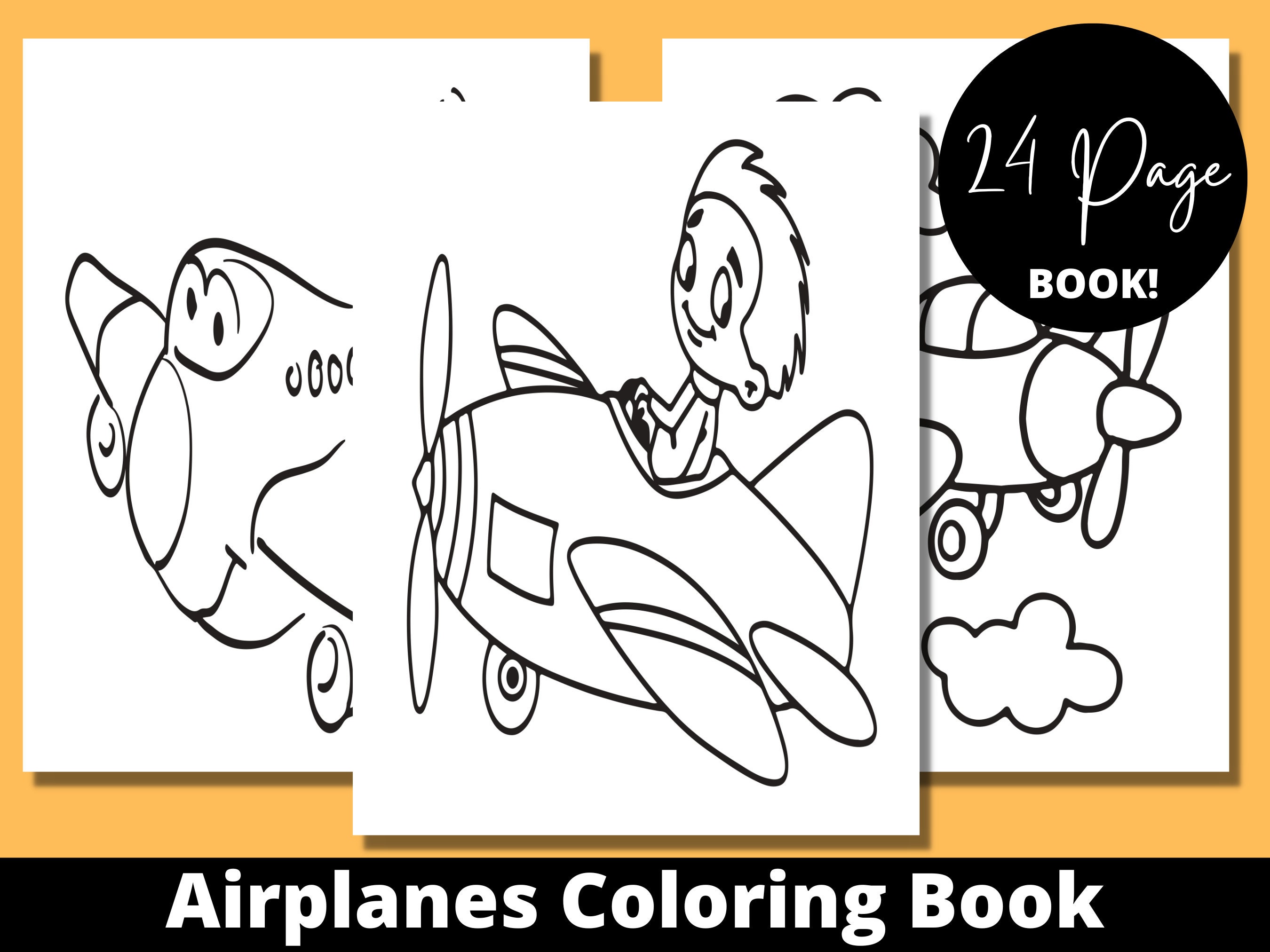 Airplanes Coloring Book, Adult Coloring Book, Airplanes Gifts, Custom ...