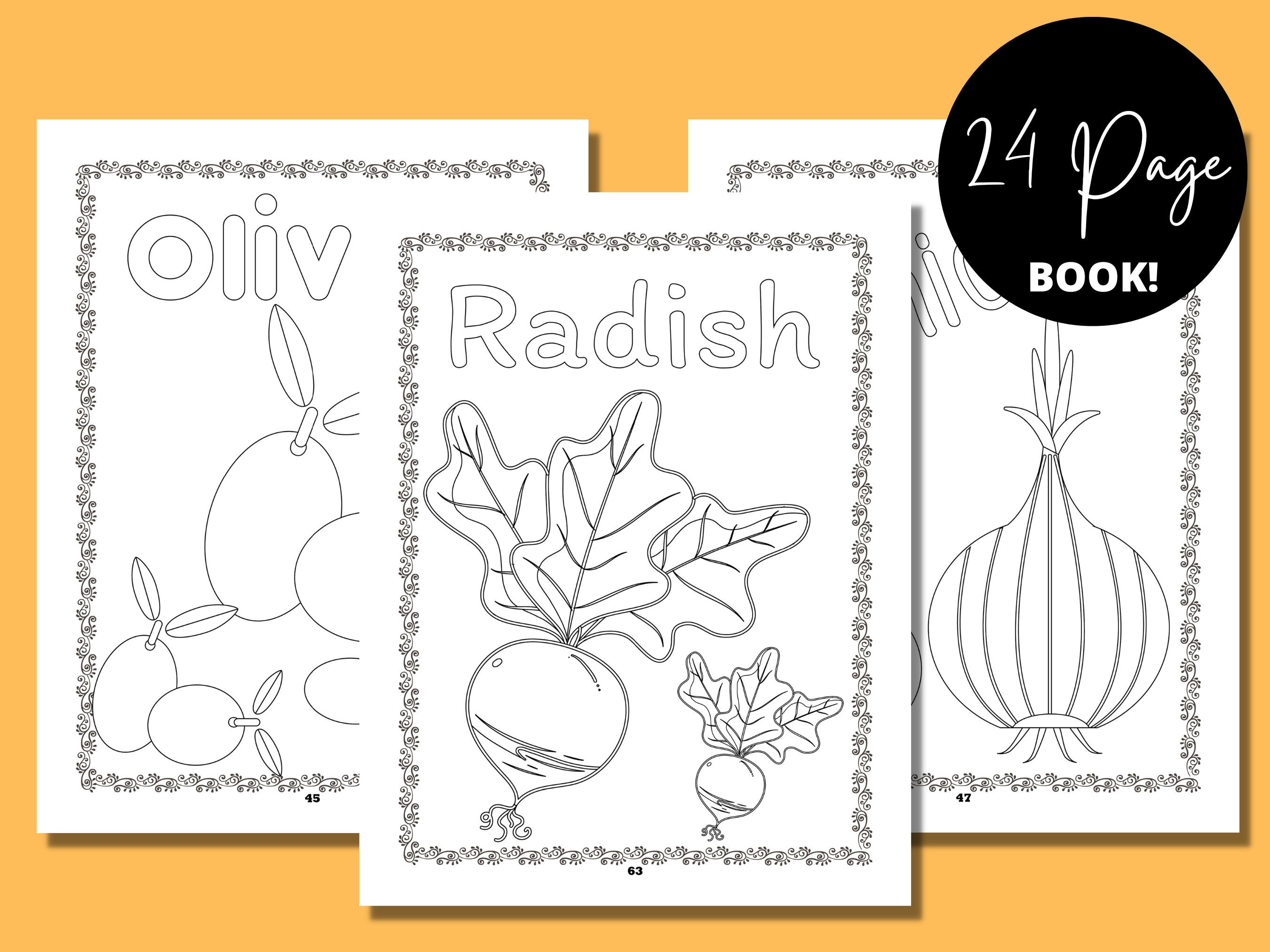 Vegetables Coloring Book, Adult Coloring Book, Vegetables Gifts, Custom ...