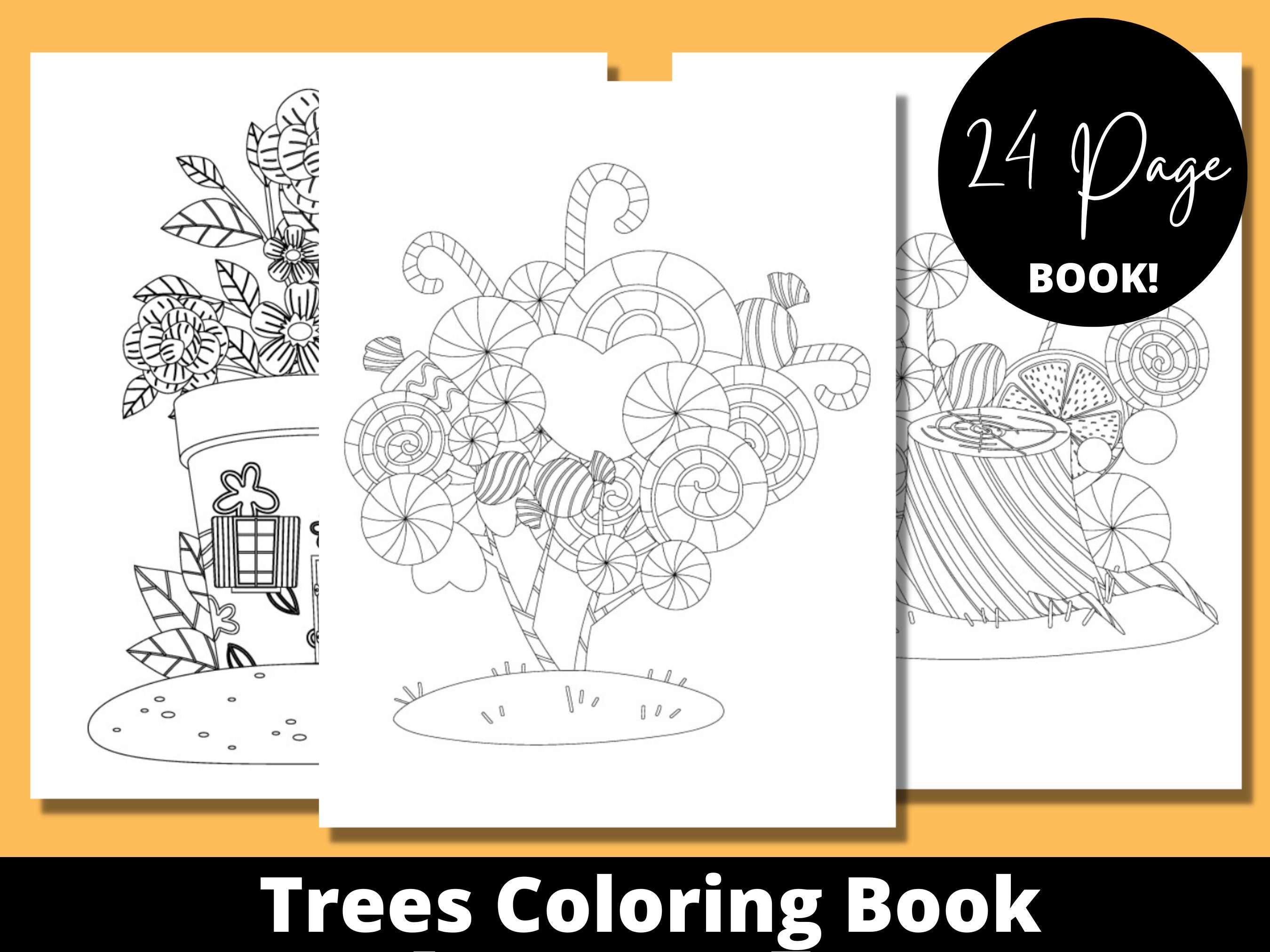 Trees Coloring Book, Adult Coloring Book, Trees Gifts, Custom Coloring ...
