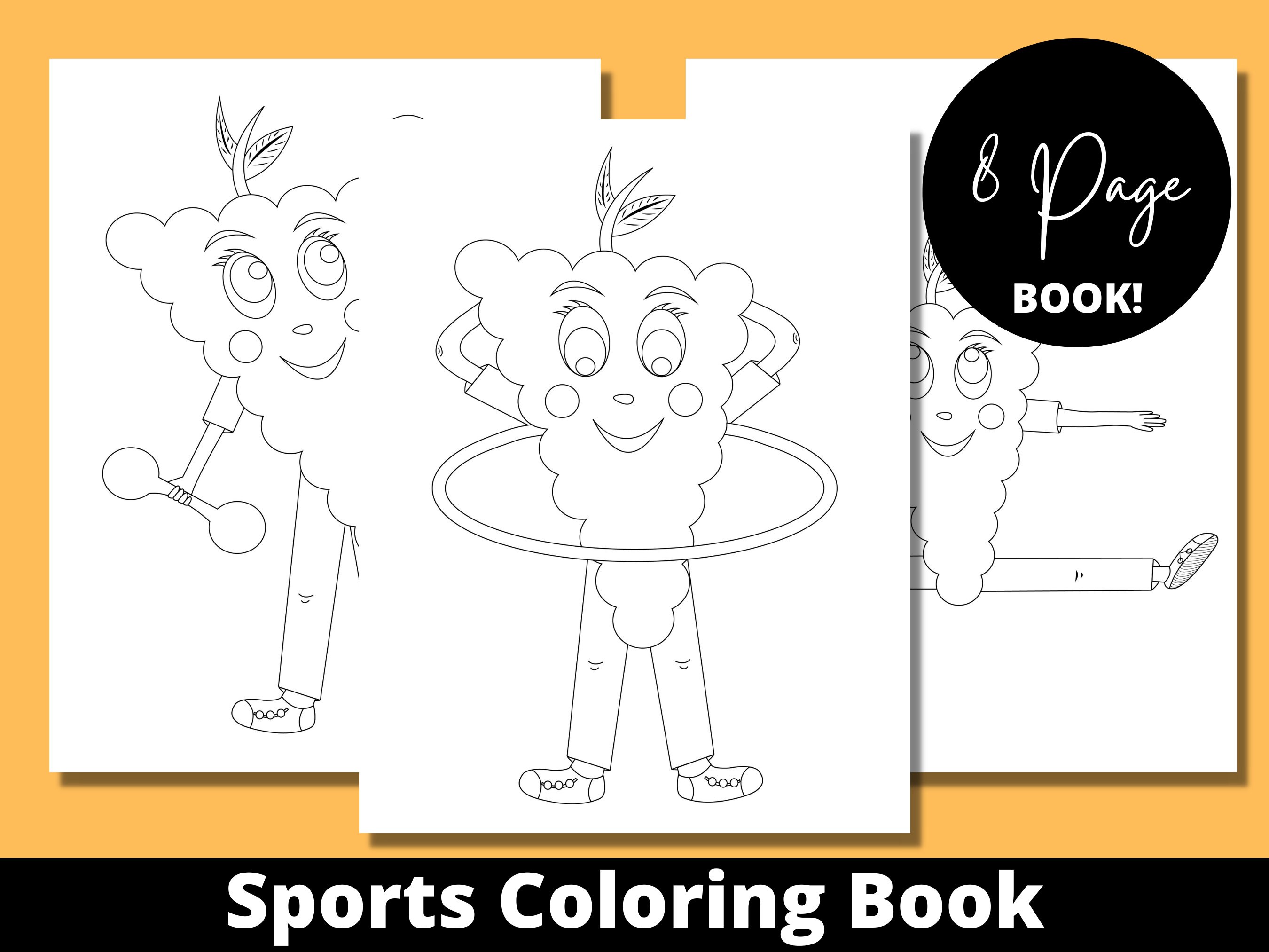 Sports Coloring Book, Adult Coloring Book, Sports Gifts, Custom ...