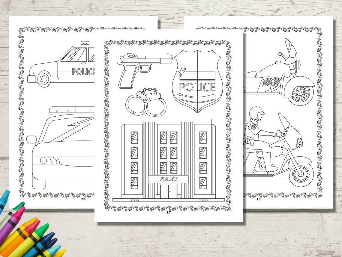 Police Coloring Book, Adult Coloring Book, Police Gifts, Custom ...