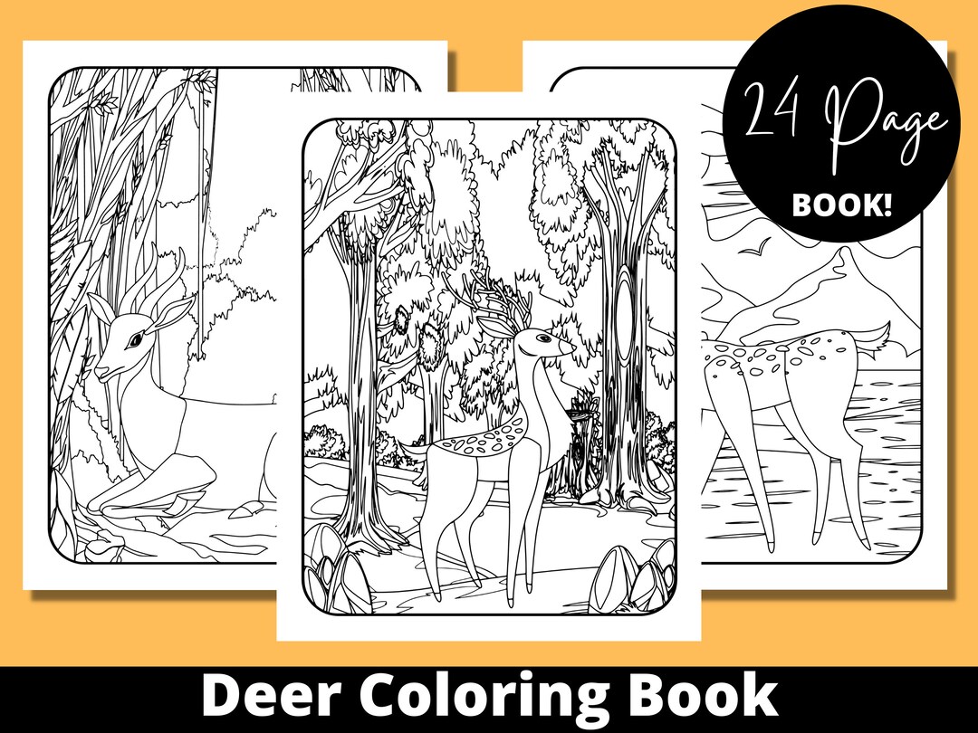Deer Coloring Book, Adult Coloring Book, Deer Gifts, Custom Coloring ...