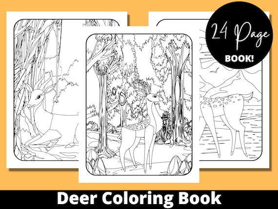 Deer Coloring Book Adult Coloring Book Deer Gifts Custom - Etsy