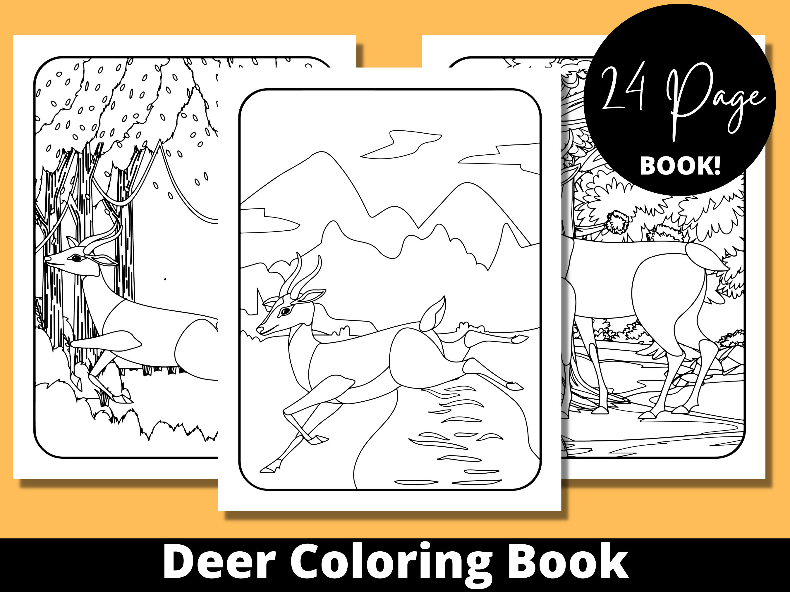 Deer Coloring Book Adult Coloring Book Deer Gifts Custom - Etsy